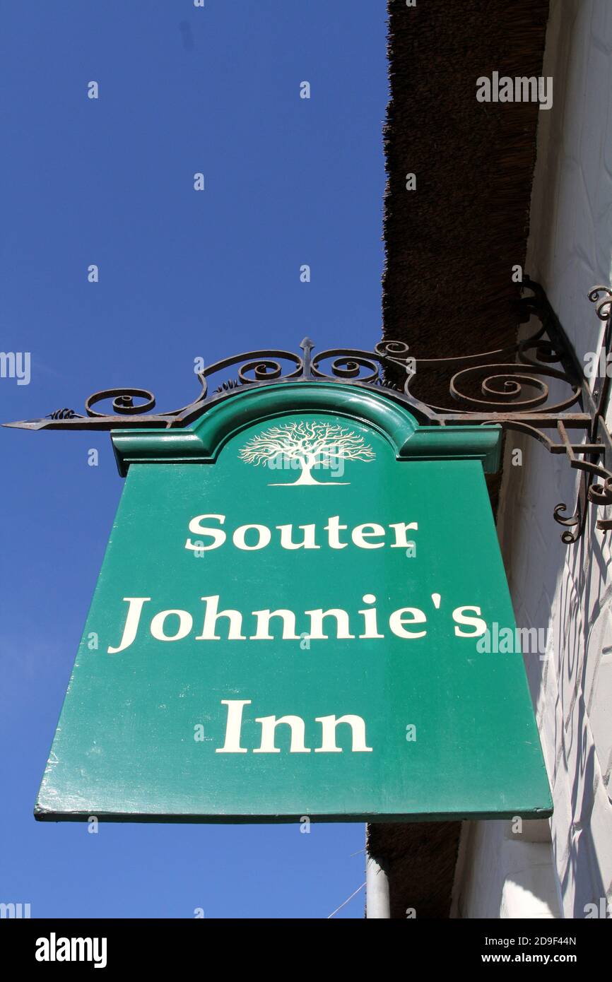 Kirkoswald, Ayrshire, Scotland, UK. Souter Johnnie's Inn . A thatched ...