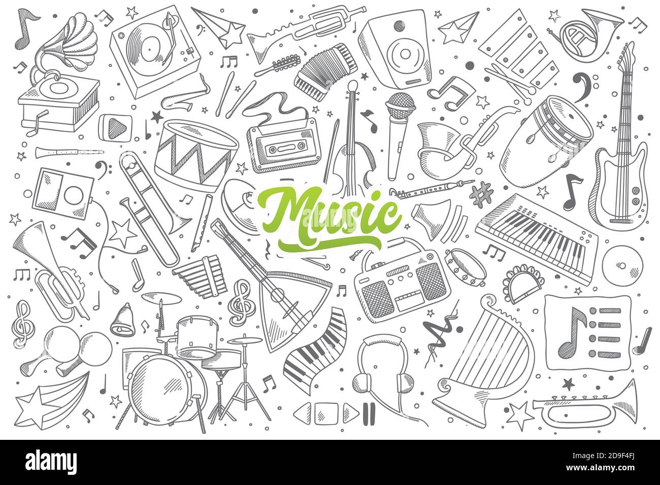 Music doodle set with lettering Stock Vector Image & Art - Alamy