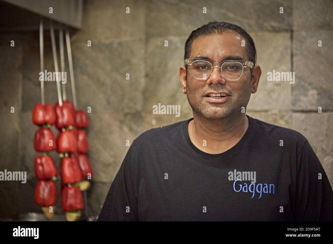 Bangkok, Thailand, March 2016. Portrait of chef Gaggan Anand in his own ...