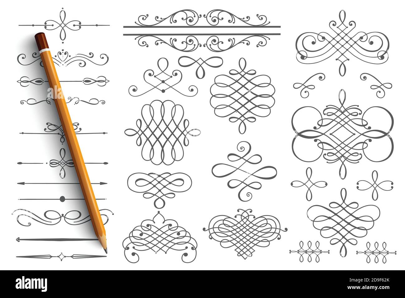 Hand drawn borders set with orange lettering Stock Vector Image & Art ...
