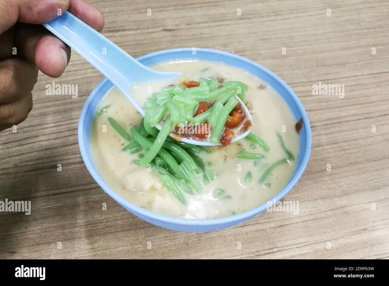 Penang road famous refreshing chendol with red bean served in bowl ...