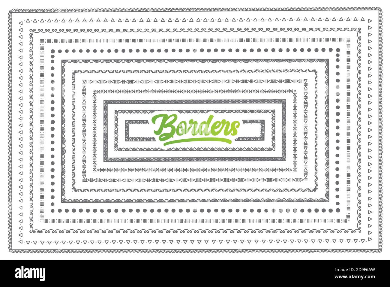 Hand drawn set of borders with green lettering Stock Vector Image & Art ...