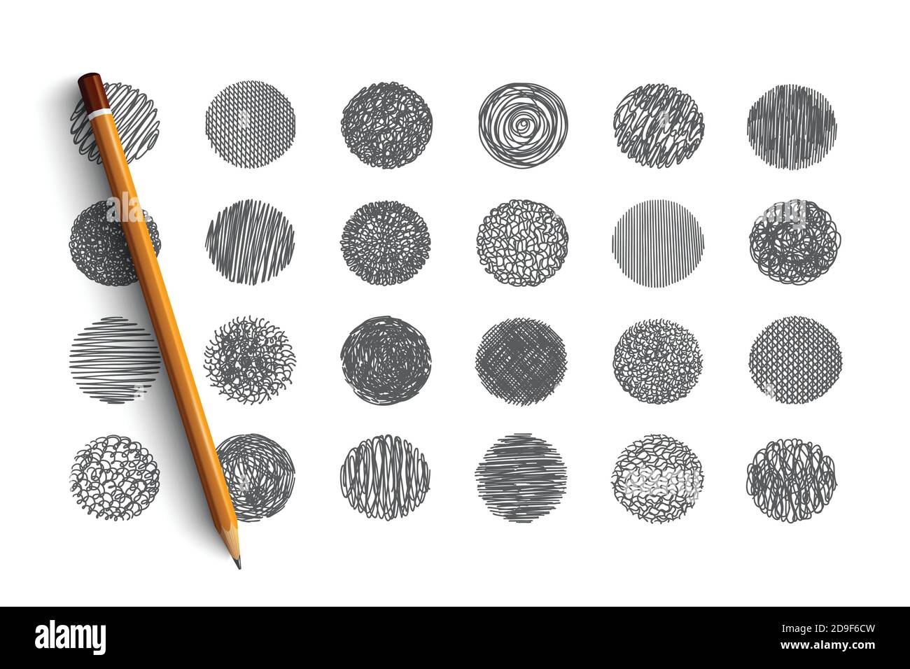 Hand drawn scribble set background with lettering Stock Vector Image ...