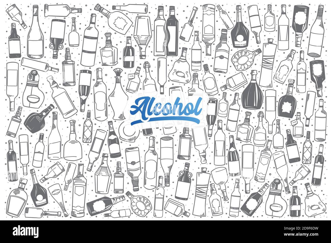 Hand drawn alcohol set background with lettering Stock Vector Image ...