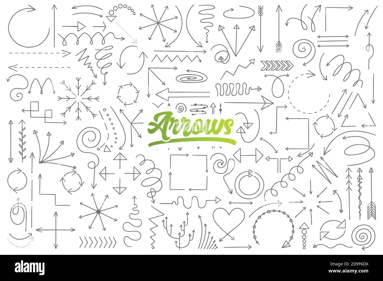 Arrows doodle set with green lettering Stock Vector Image & Art - Alamy
