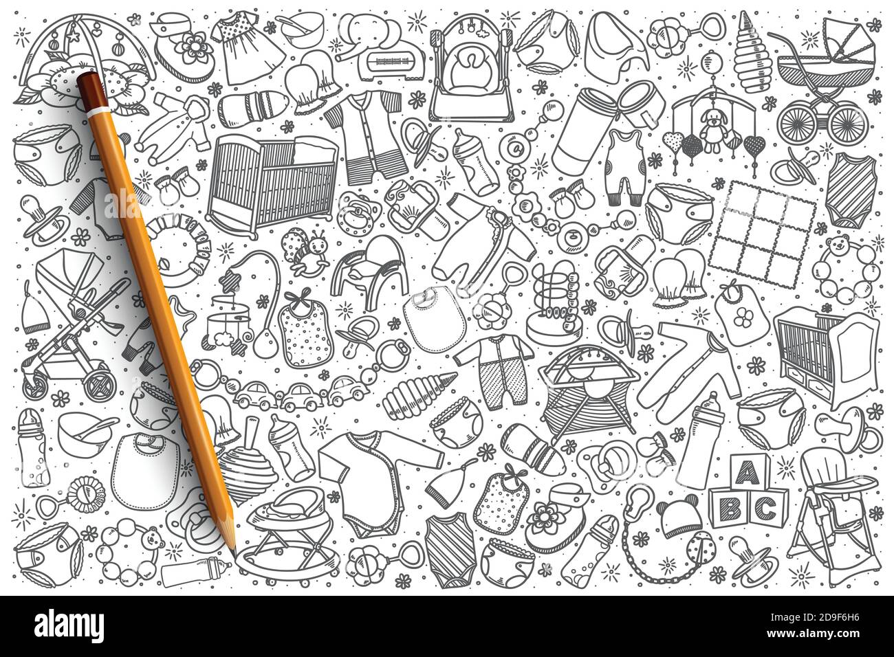 Hand drawn baby shop set background Stock Vector Image & Art - Alamy
