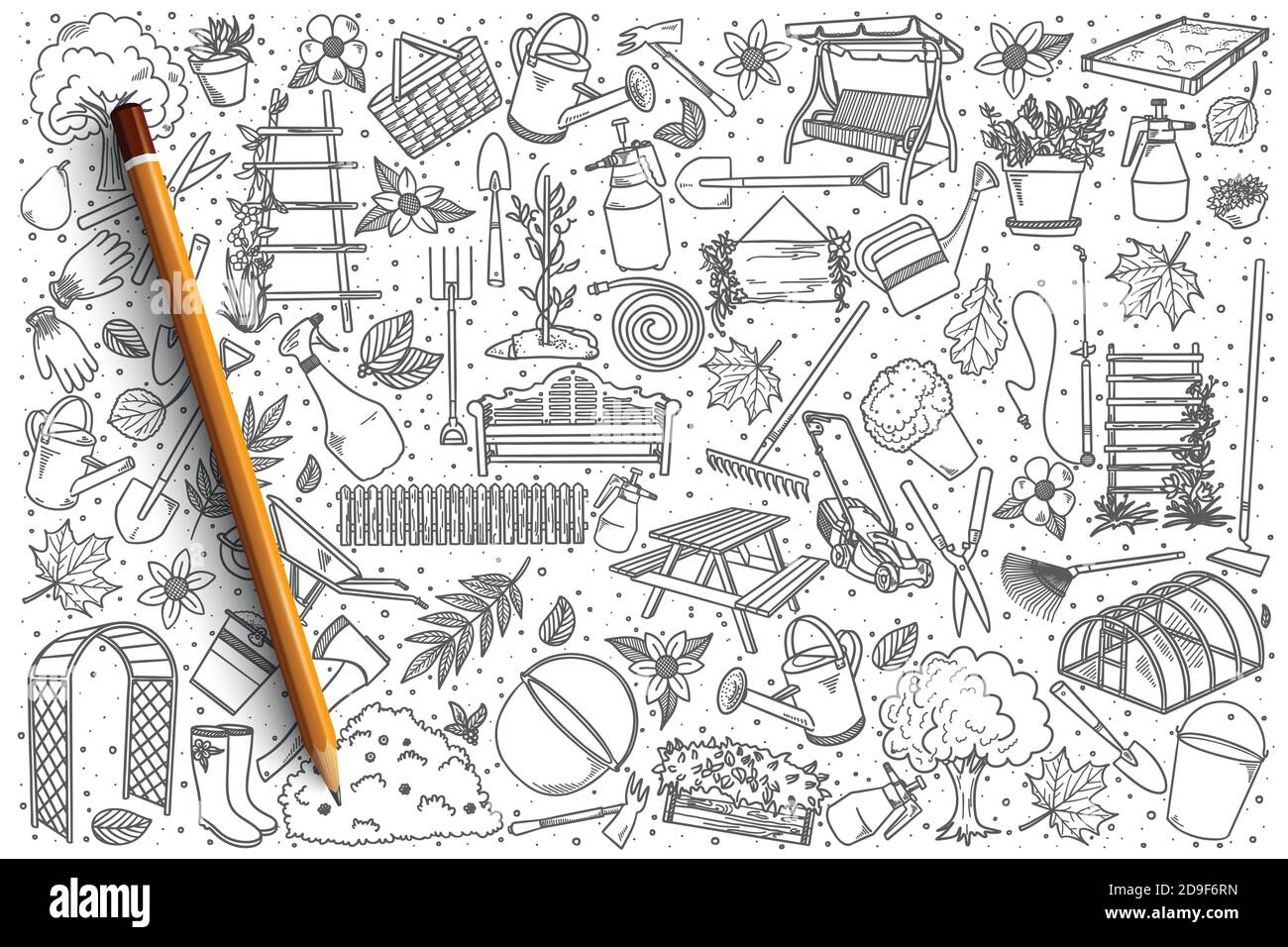 Vector hand drawn fence Cut Out Stock Images & Pictures - Alamy