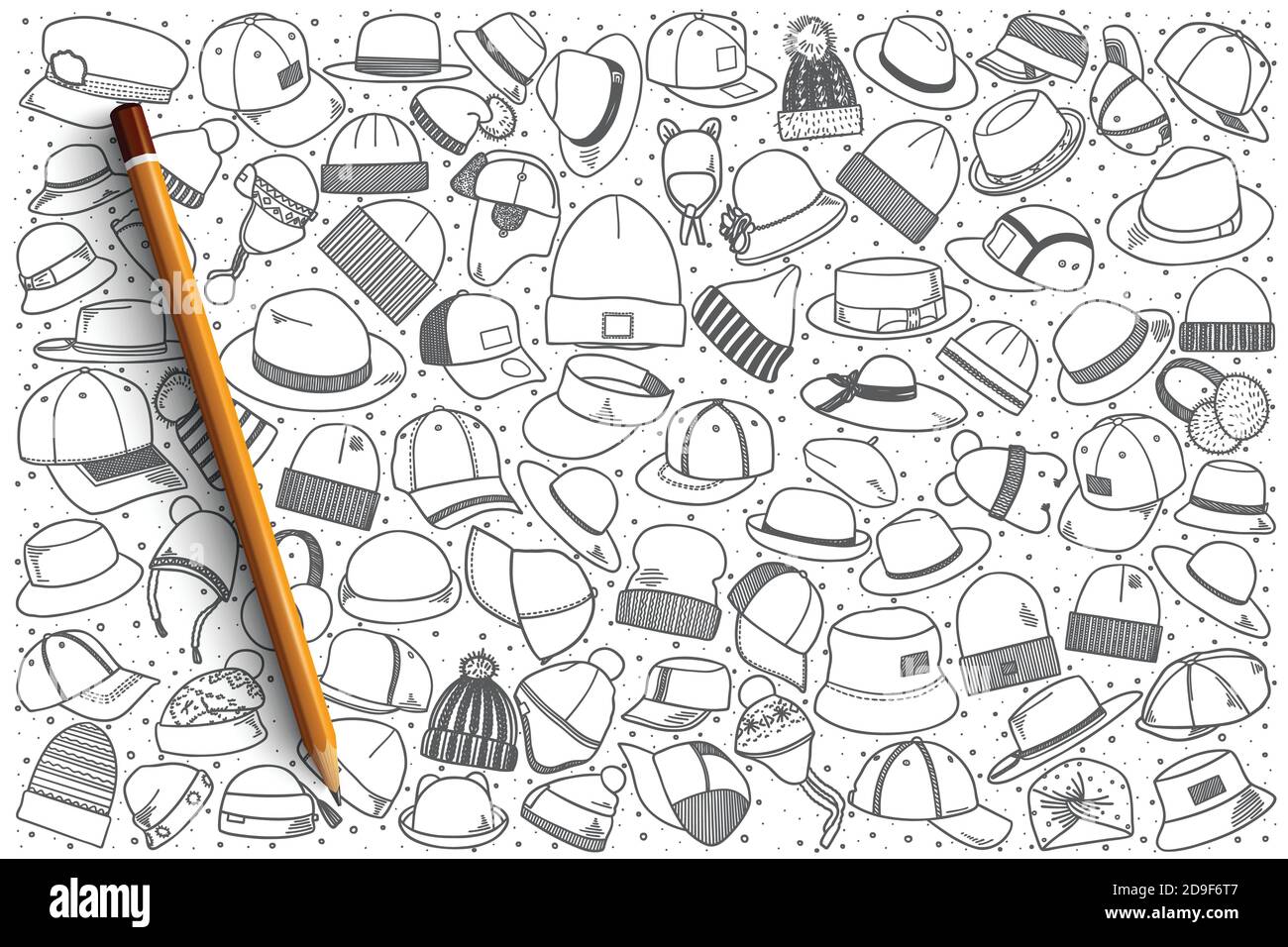 Hand drawn hats set with background Stock Vector Image & Art - Alamy