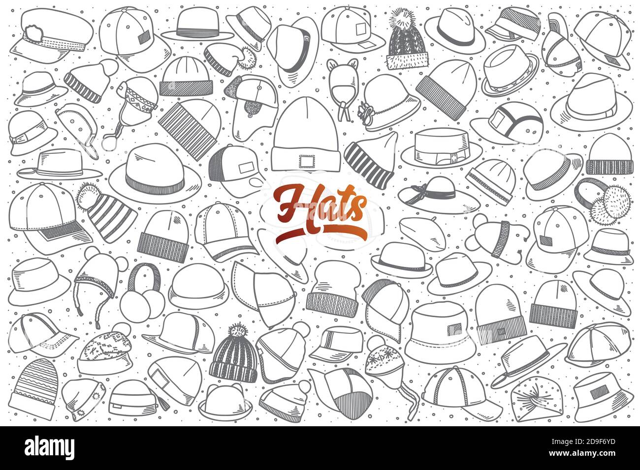 Hand drawn hats set with lettering in vector Stock Vector Image & Art ...