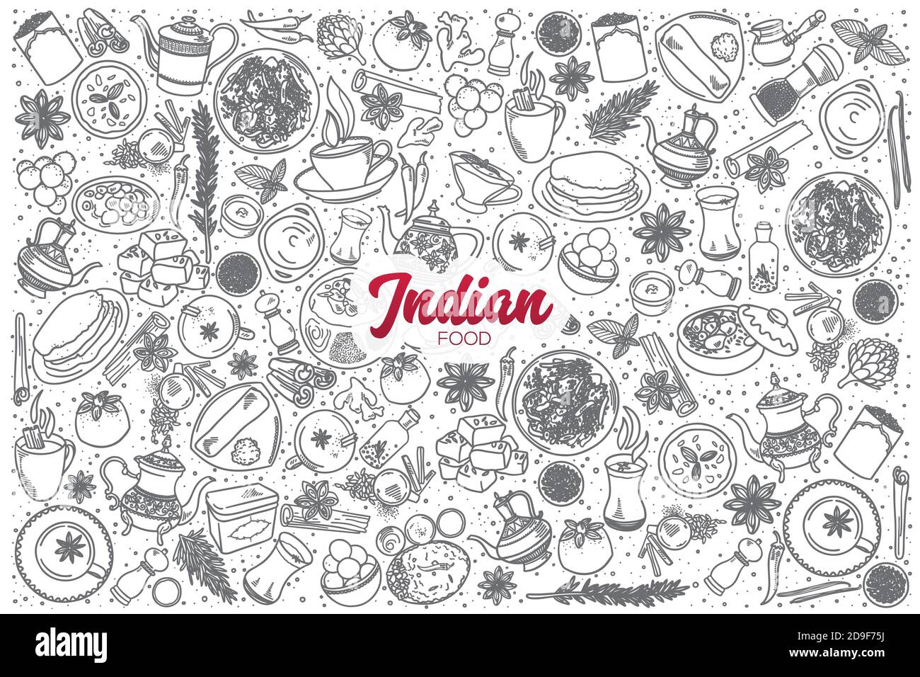 Hand drawn Indian food set with lettering Stock Vector Image & Art - Alamy
