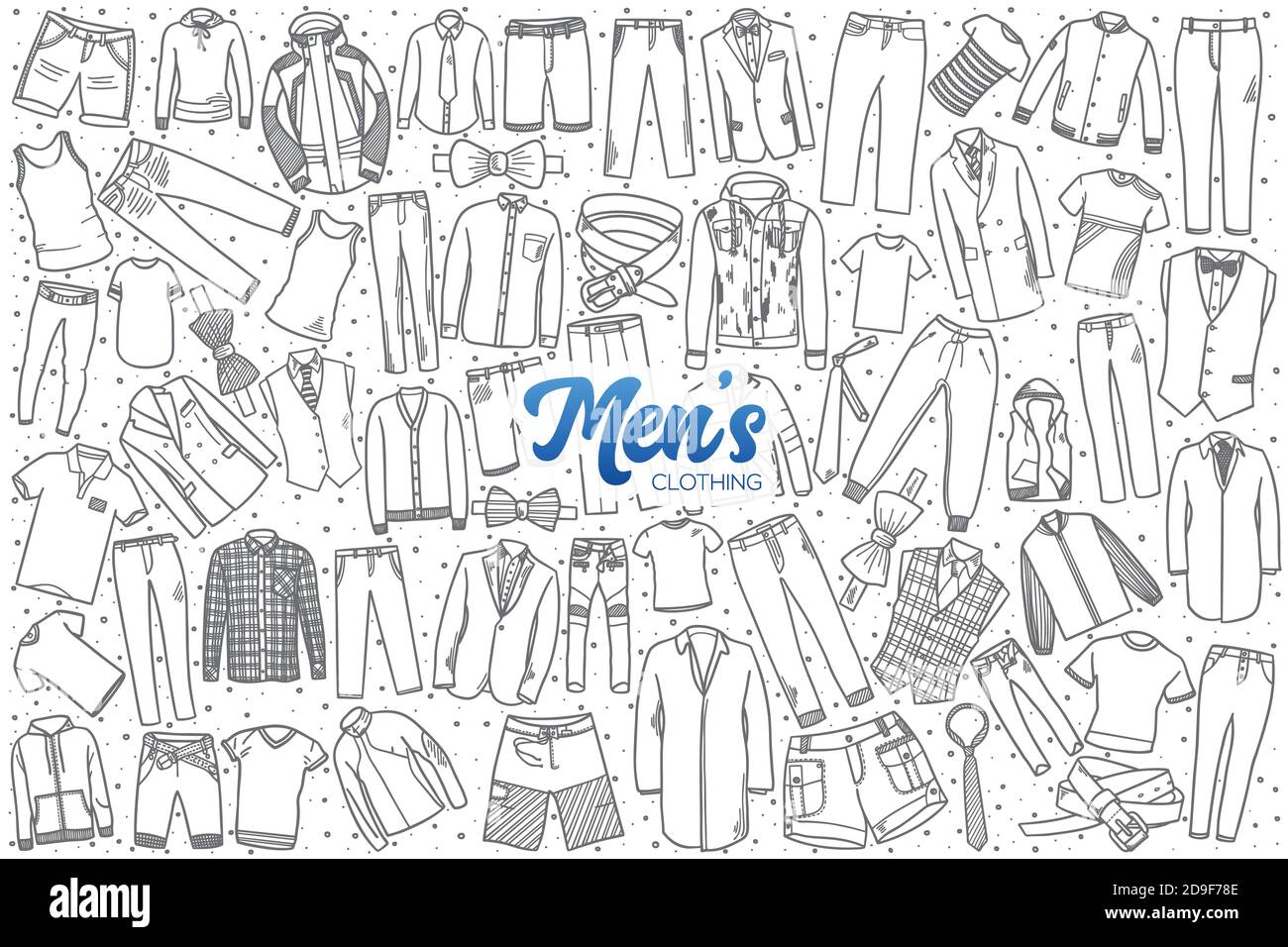 Hand drawn men's clothing set with lettering Stock Vector Image & Art ...