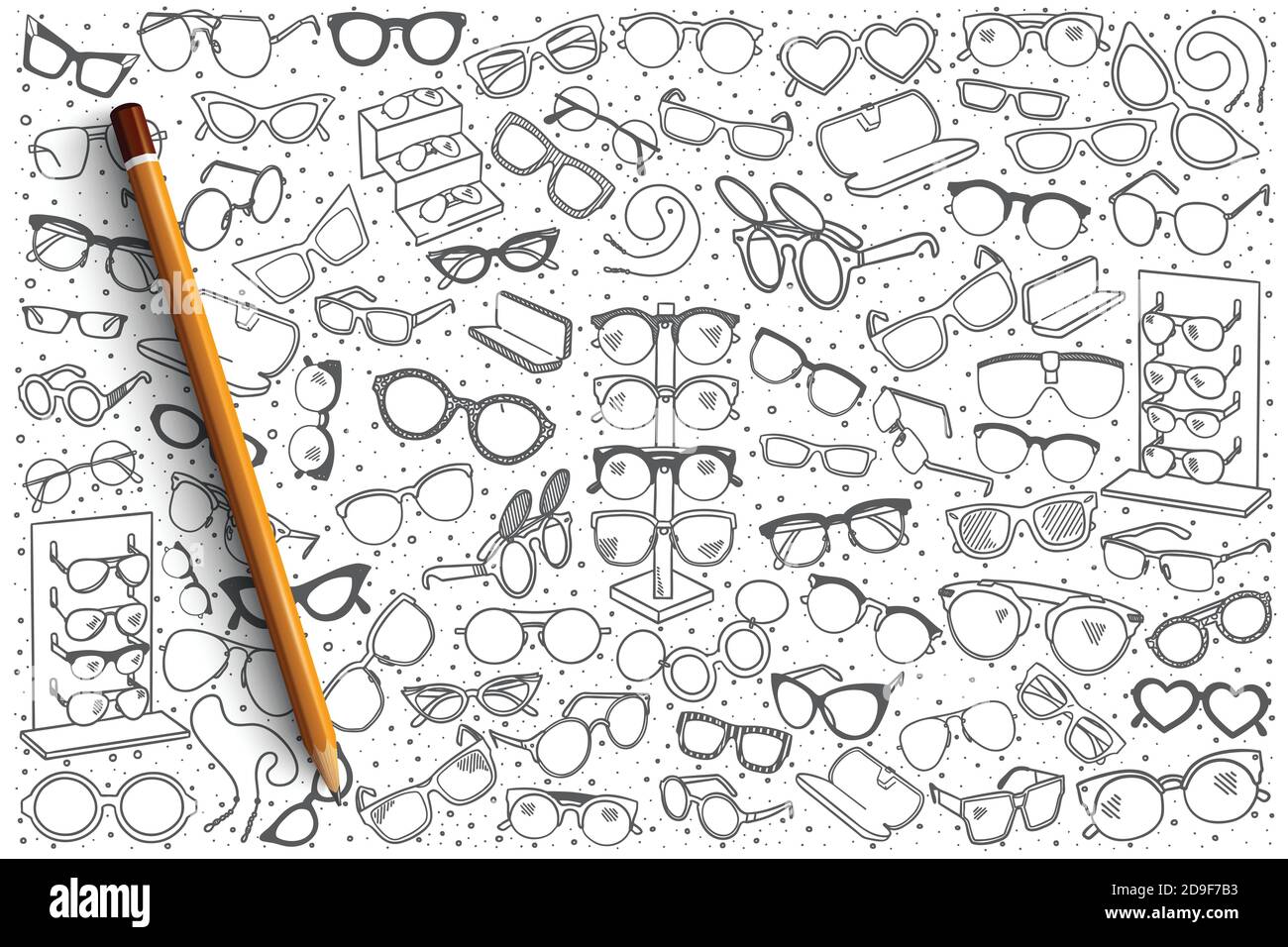 Hand drawn spectacles shop background Stock Vector Image & Art - Alamy