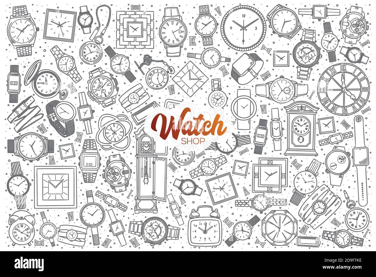 Hand drawn watch shop set with lettering Stock Vector Image & Art - Alamy