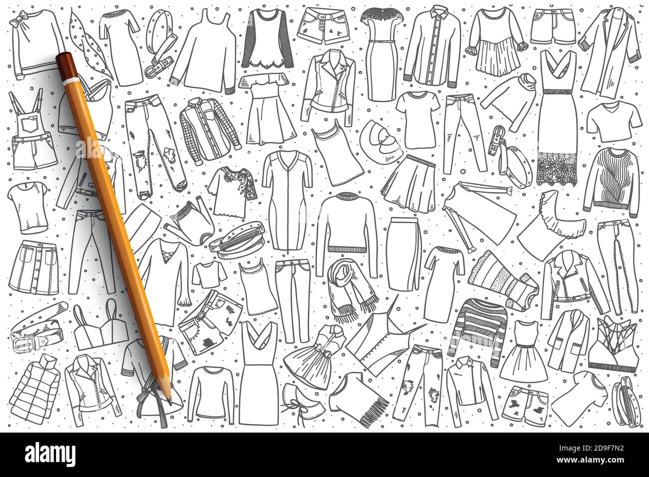 Hand drawn women's clothing set background Stock Vector Image & Art - Alamy