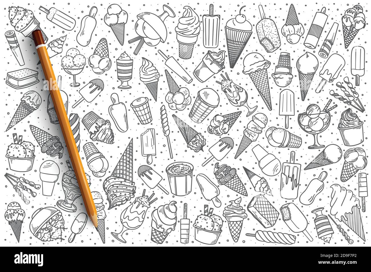 Hand drawn ice cream vector doodle set Stock Vector Image & Art - Alamy