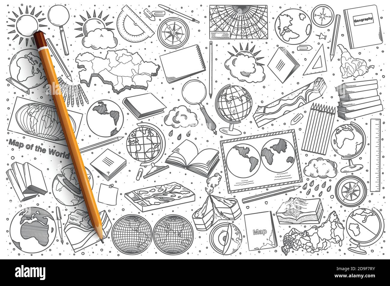 Hand drawn Geography vector doodle set Stock Vector Image & Art - Alamy
