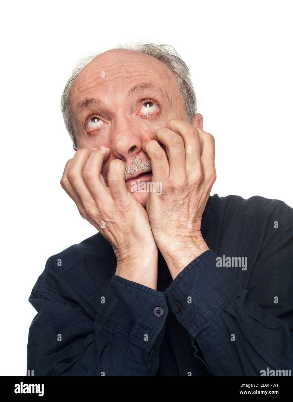 Stress concept - grimace of pain isolated on white Stock Photo - Alamy