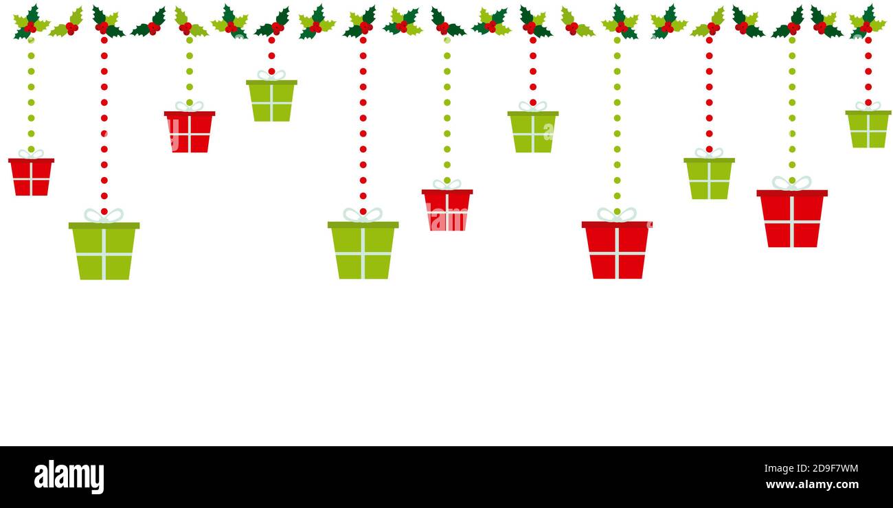 Christmas border with gift box. Isolated on white background Stock ...