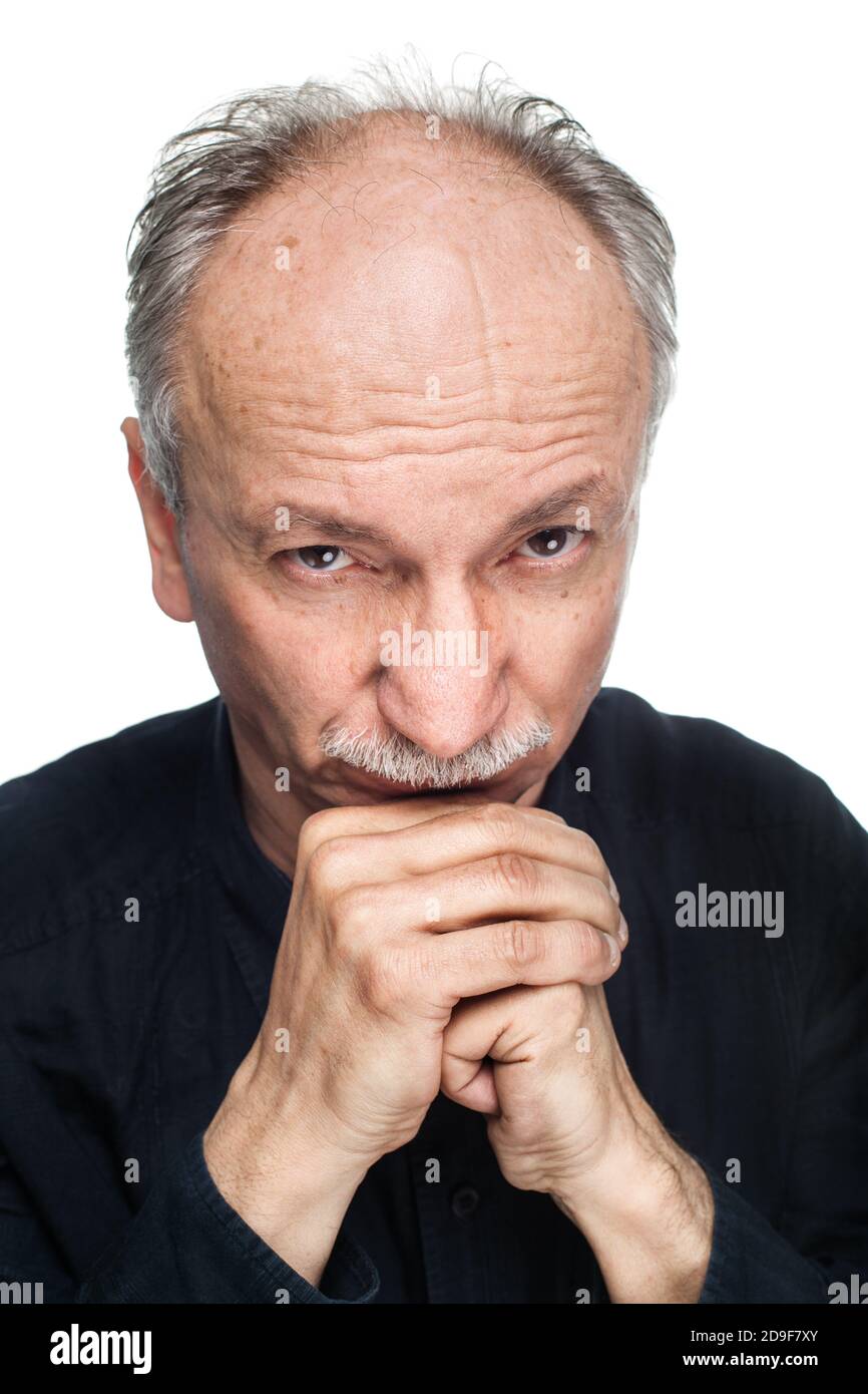 Portrait of an old man on a white background Stock Photo - Alamy