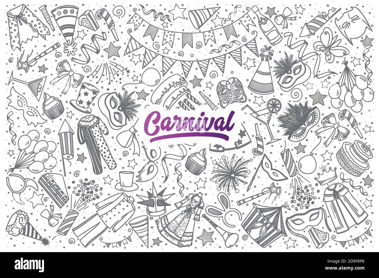 Carnival hand drawn lettering Cut Out Stock Images & Pictures - Alamy