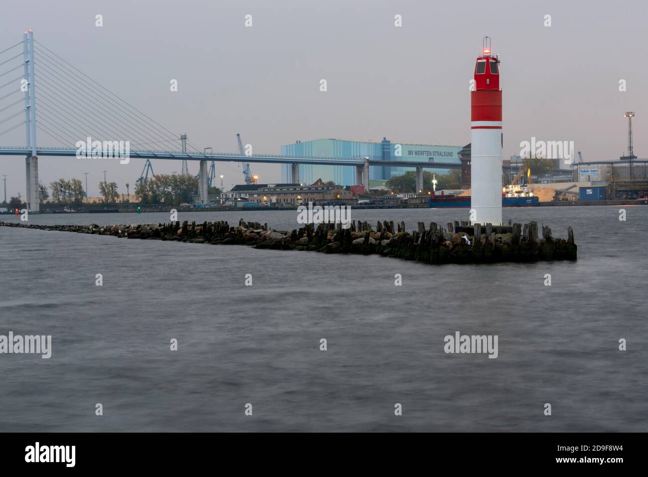 Stralsund, Germany. 21st Oct, 2020. A beacon marks the entrance to ...