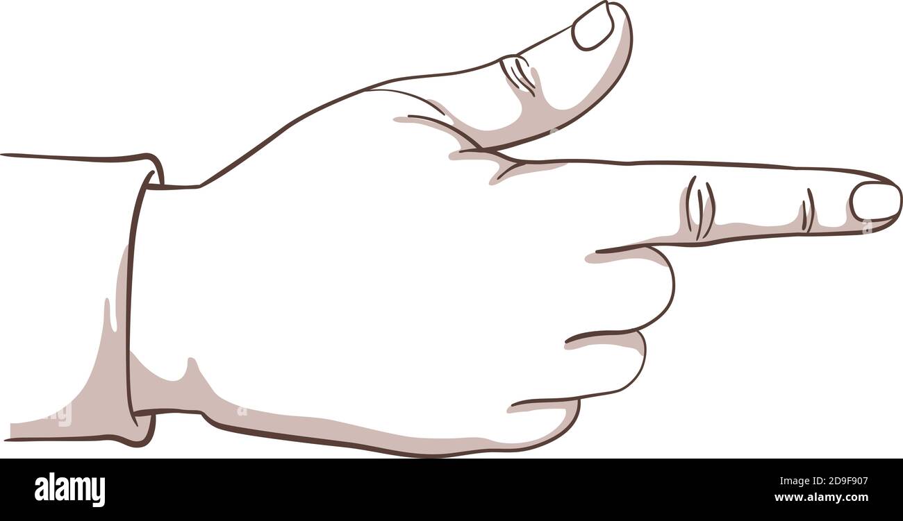 Illustration isolated on white background of a man hand pointing the ...