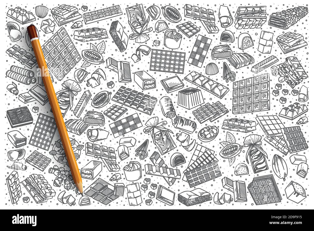 Hand drawn Chocolate vector doodle set Stock Vector Image & Art - Alamy