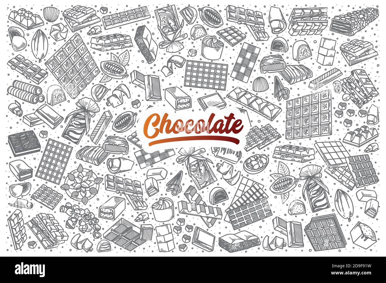 Hand drawn Chocolate doodle set with lettering Stock Vector Image & Art ...