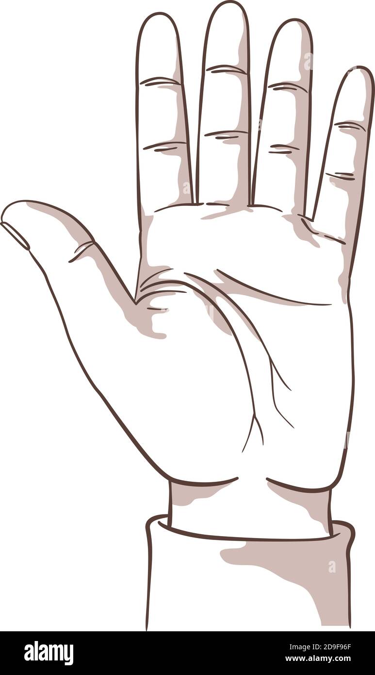 Illustration isolated on white background of a hand making the stop ...