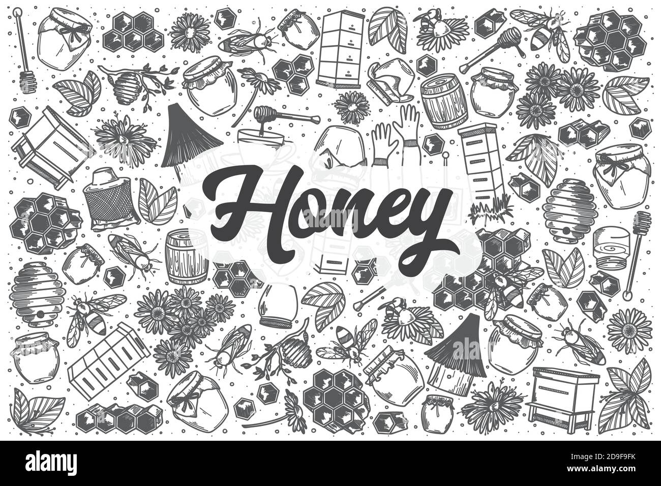 Flower honey sketch hand Stock Vector Images - Alamy