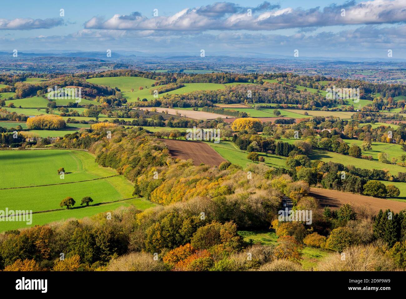 The Herefordshire countryside in the autumn from British Camp in the ...
