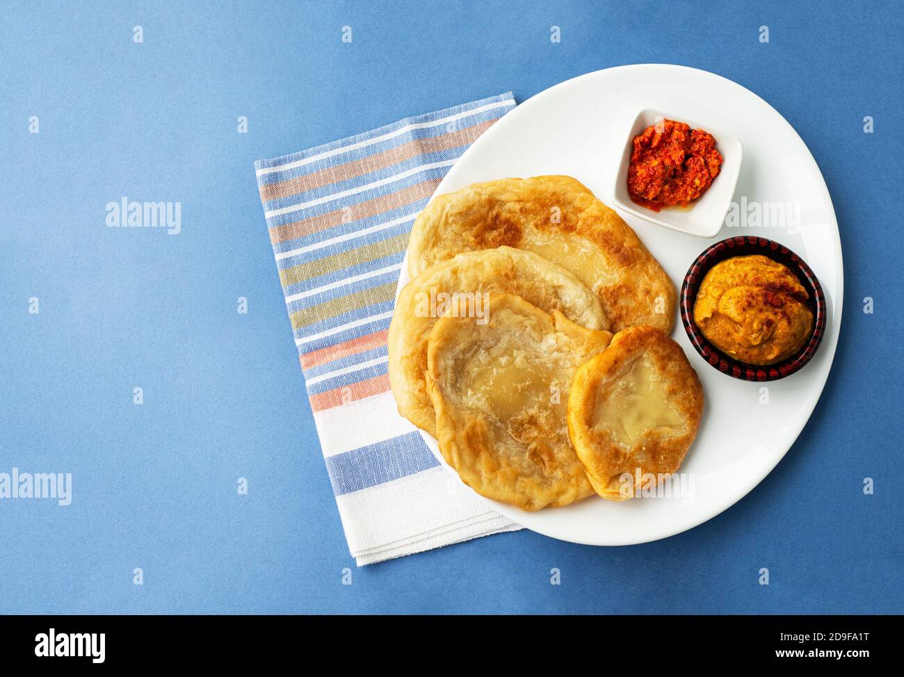 National oriental and Asian cuisine. Deep-fried tortillas with tapas ...