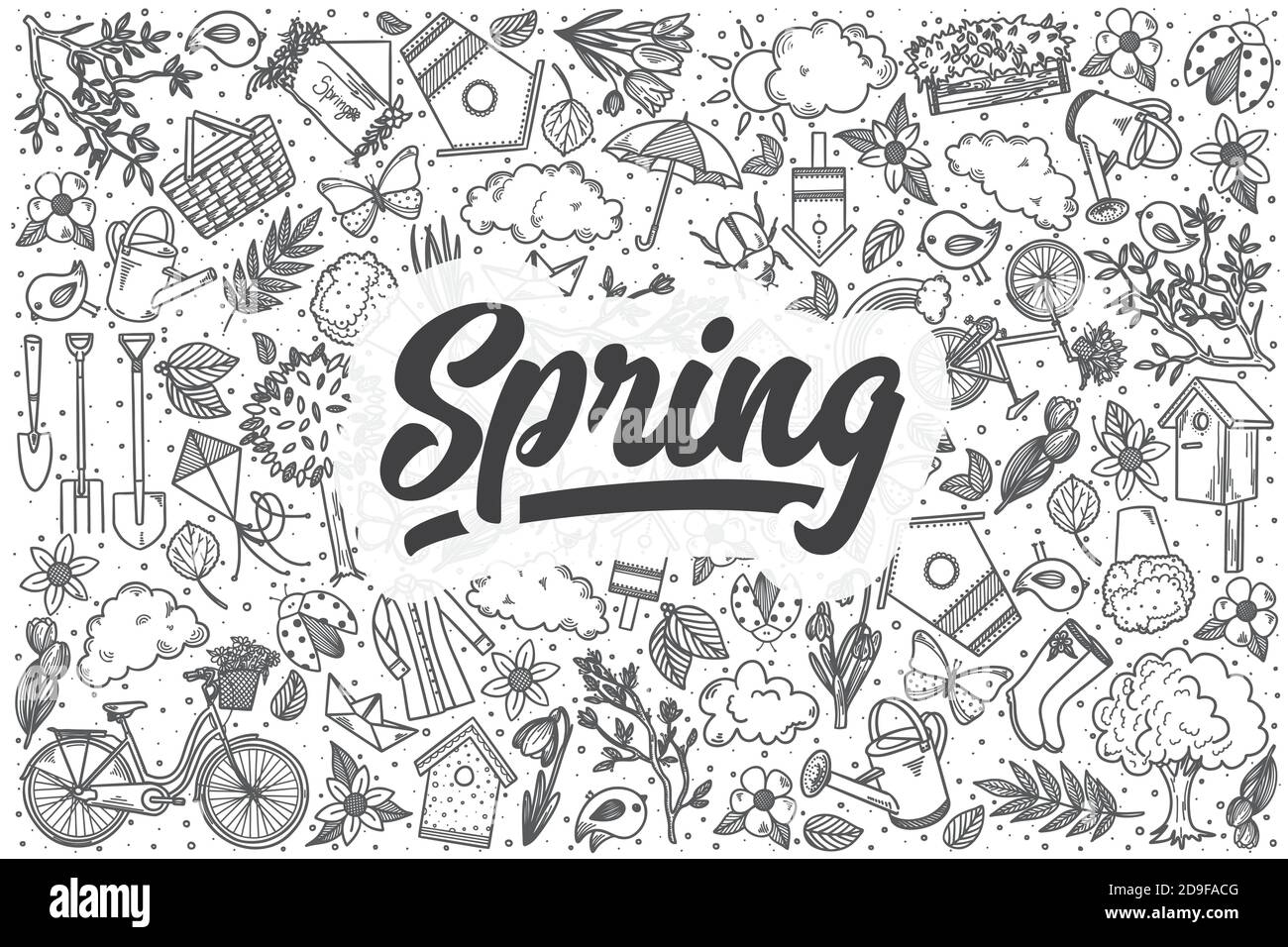 Hand drawn spring vector doodle set Stock Vector Image & Art - Alamy
