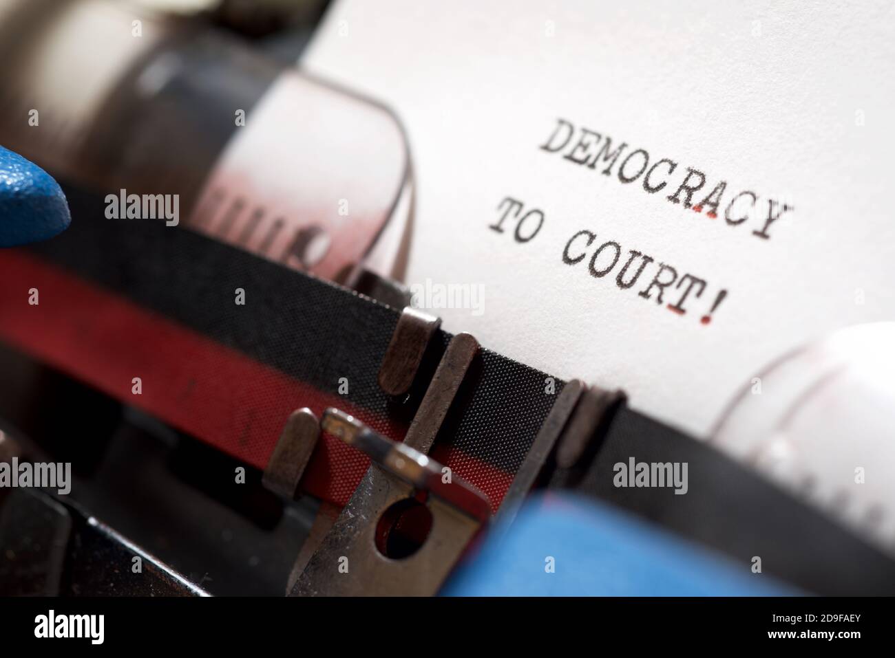 Democracy to court phrase written with a typewriter Stock Photo - Alamy