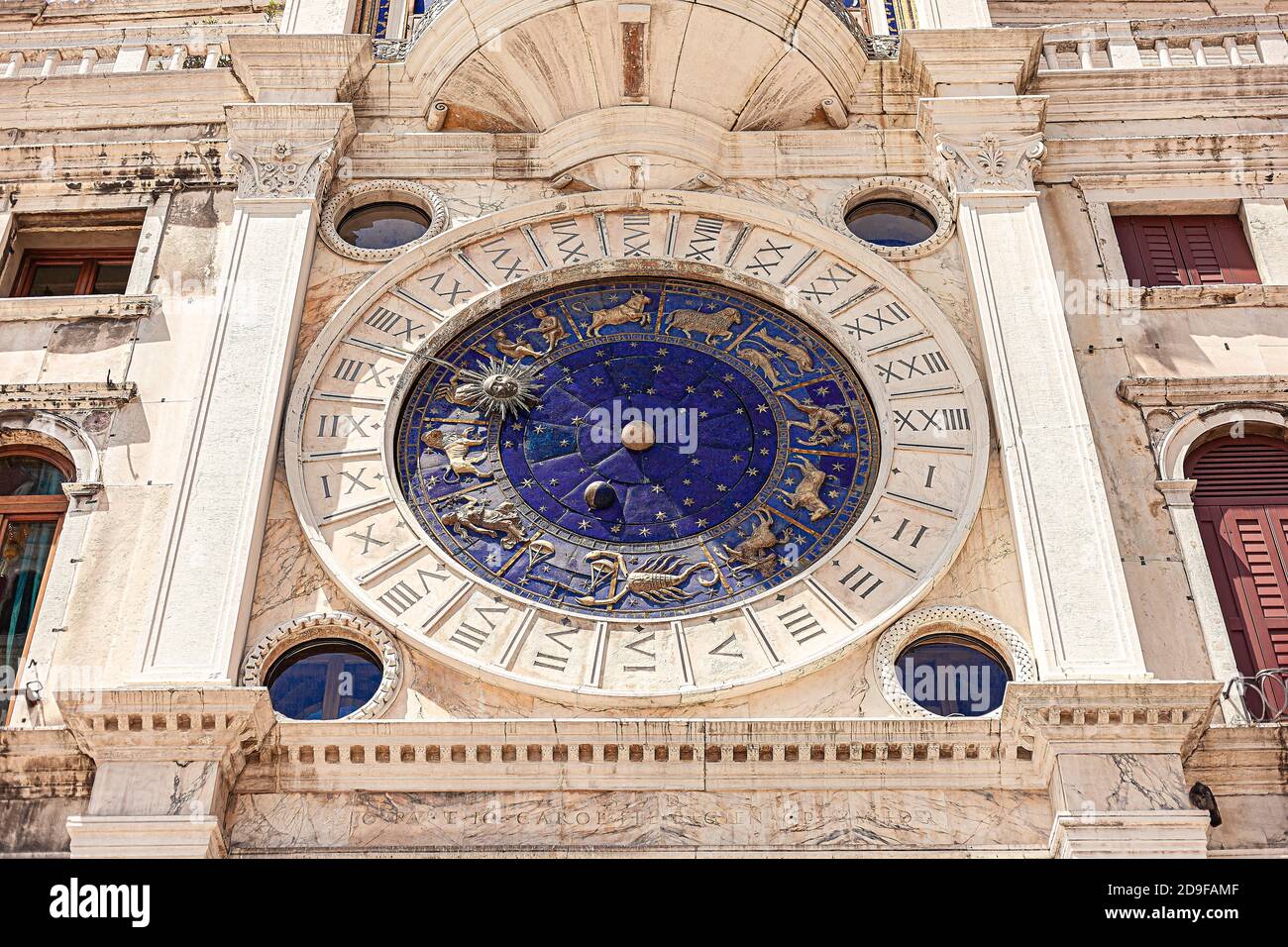 Clock tower detail in Venice, in Italy an example of Renaissance ...