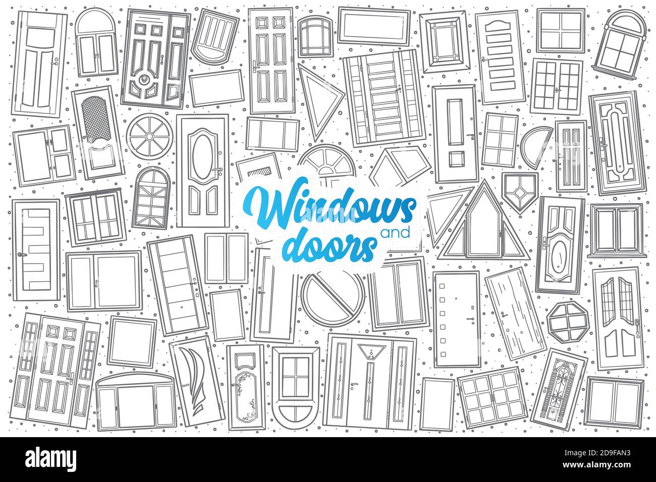 Hand drawn Windows and doors doodle set Stock Vector Image & Art - Alamy