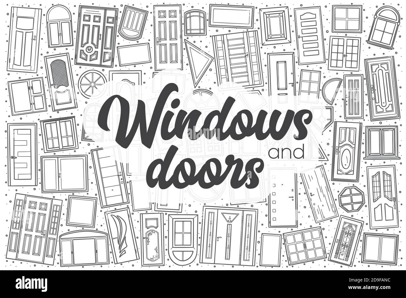 Hand drawn windows and doors vector doodle set Stock Vector Image & Art ...