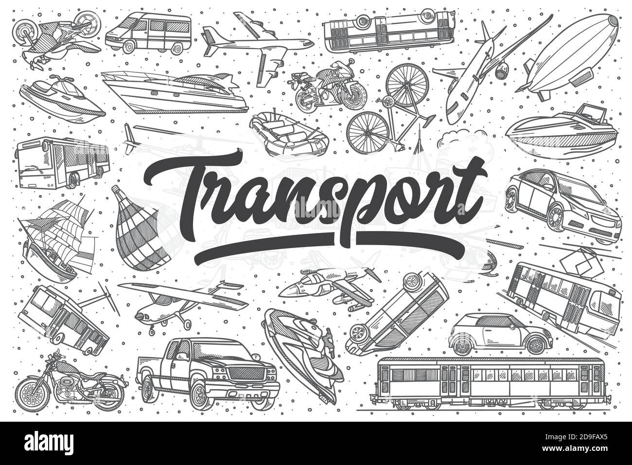 Hand drawn transport vector doodle set Stock Vector Image & Art - Alamy