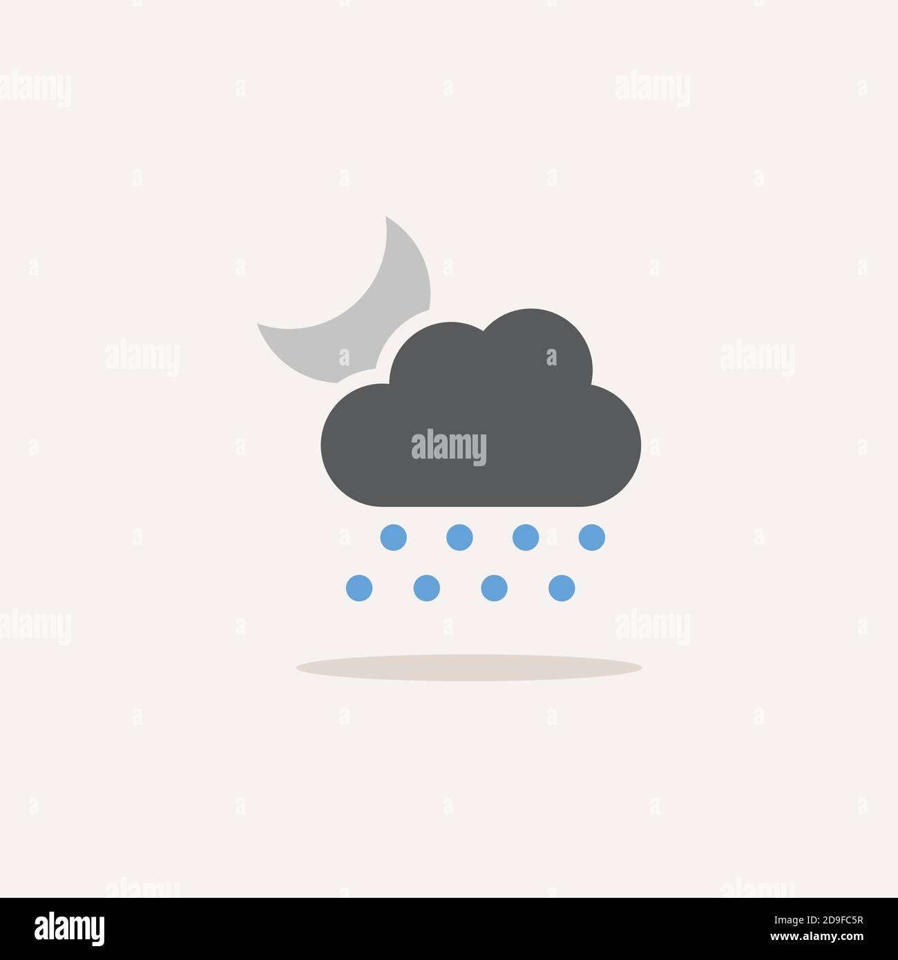 Hail, cloud and moon. Color icon with shadow. Weather glyph vector ...