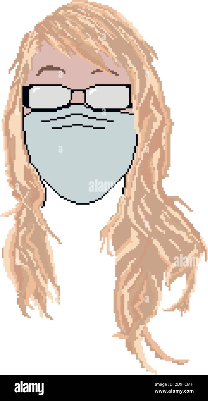 Wearing protective medical mask for prevent virus covid19, Pixel art of ...