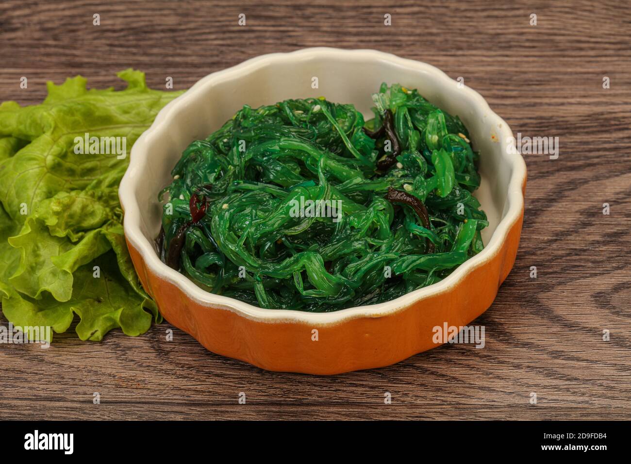 Green Chuka Seaweed Salad Isolated on White Background Top View. Wakame Sea Kelp Salat, Chukka ...