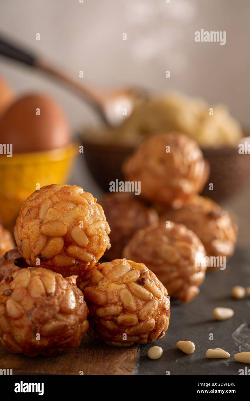 till life of typical Catalan sweets, called "Panellets" made of ...