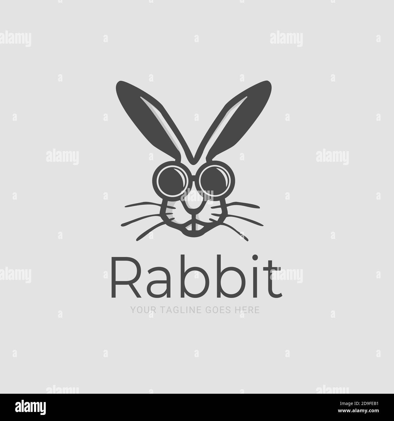 Cool Rabbit head Logo. Cute cartoon bunny vector illustration Stock ...