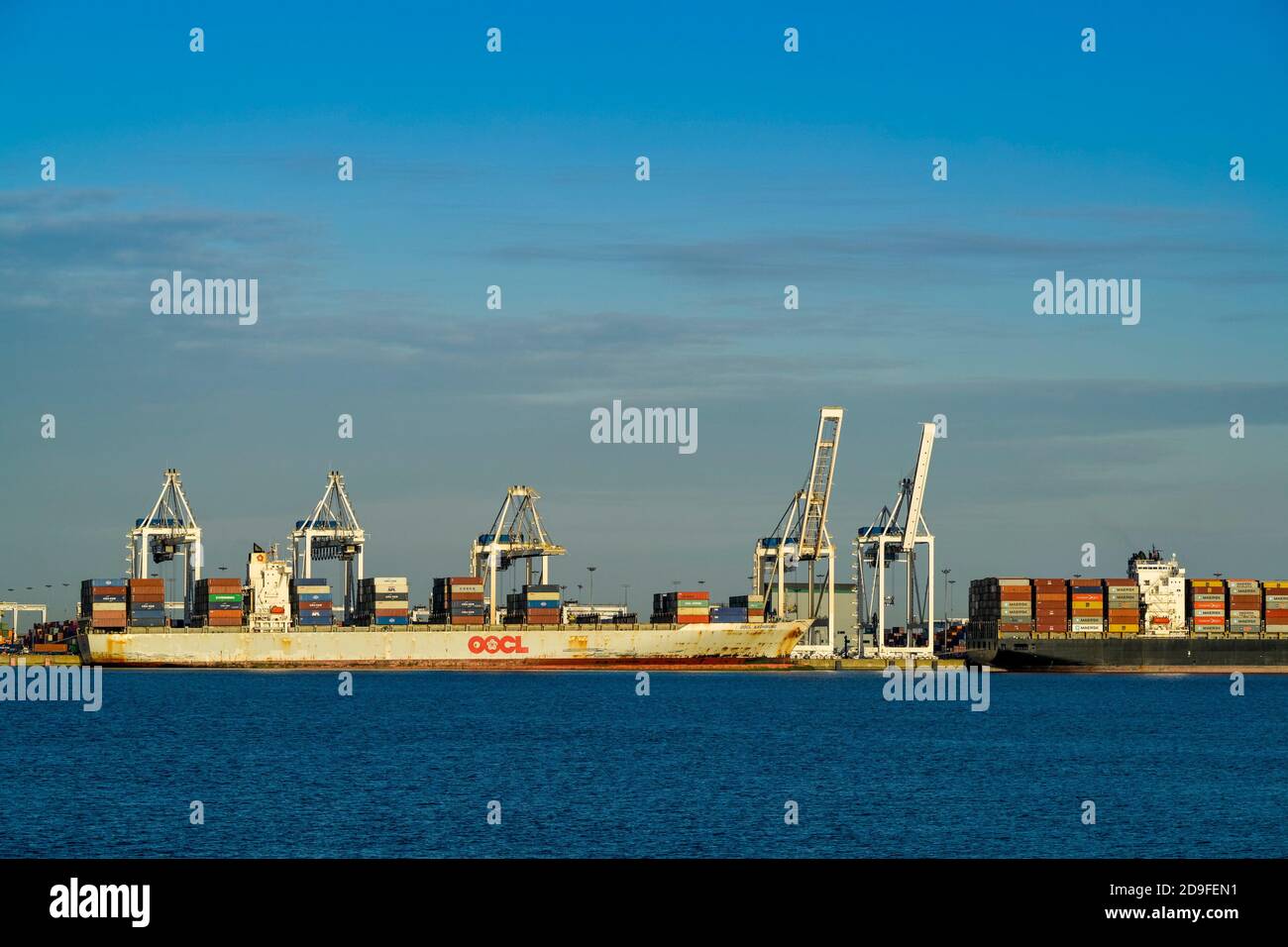 Container ships at Roberts Bank Terminal, Delta, British Columbia ...