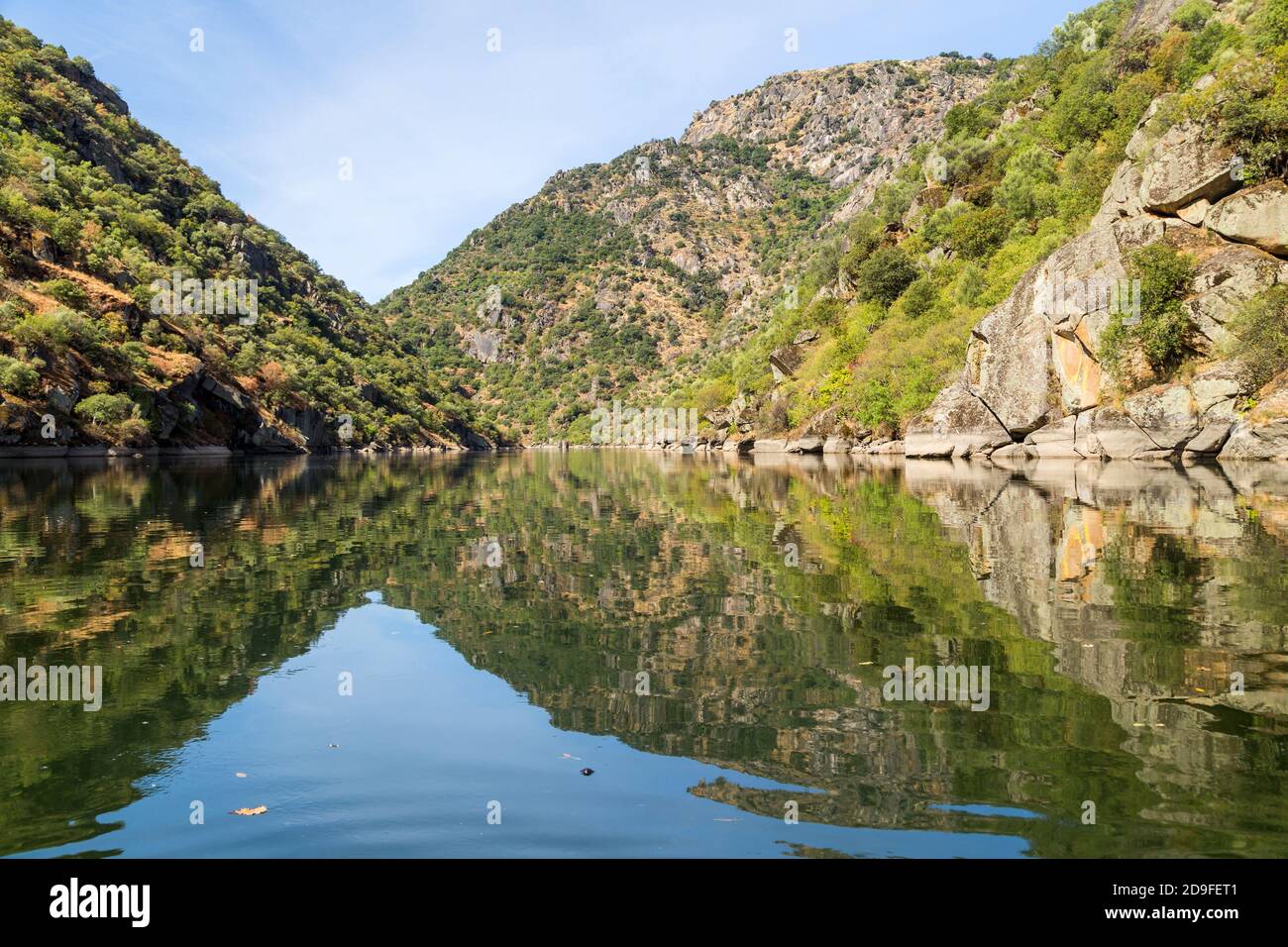 River Douro flowing through narrow rocky gorge in Portugal. Douro ...