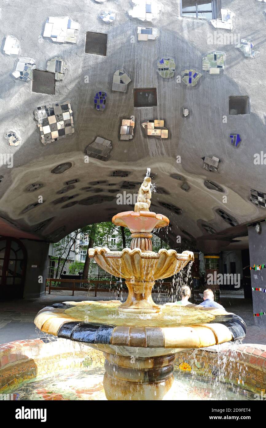 Vienna, Austria - July 12, 2015: Ceramic Fountain With Water by Famous ...
