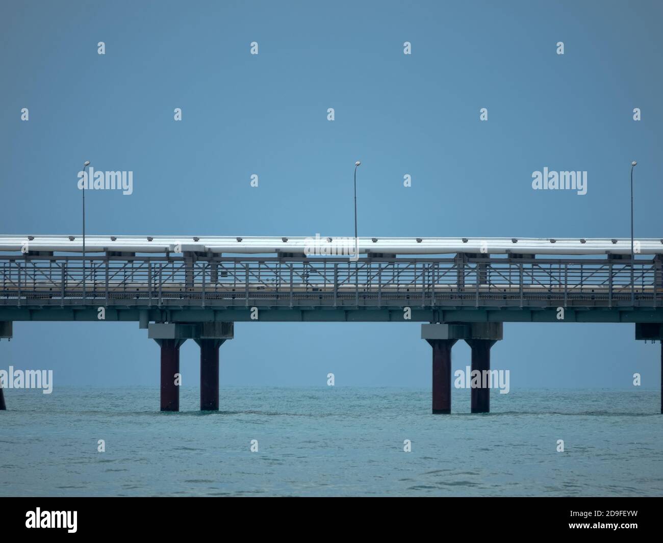 The pipeline goes out to sea, the oil and gas terminal Stock Photo - Alamy