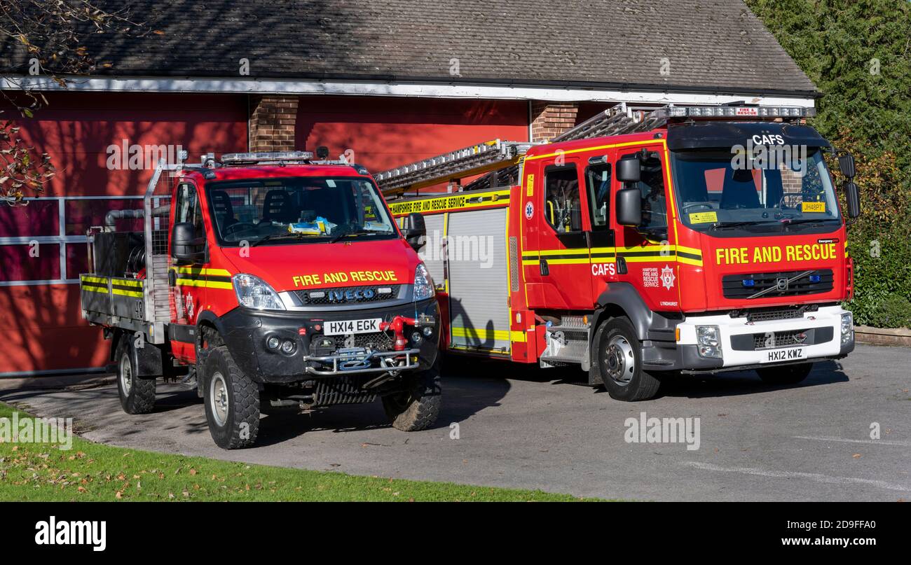 Hampshire Fire and Rescue vehicles parked outside the Lyndhurst Fire ...