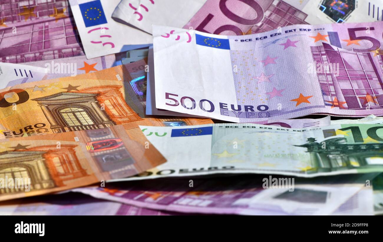 Many euro banknote as background Stock Photo - Alamy