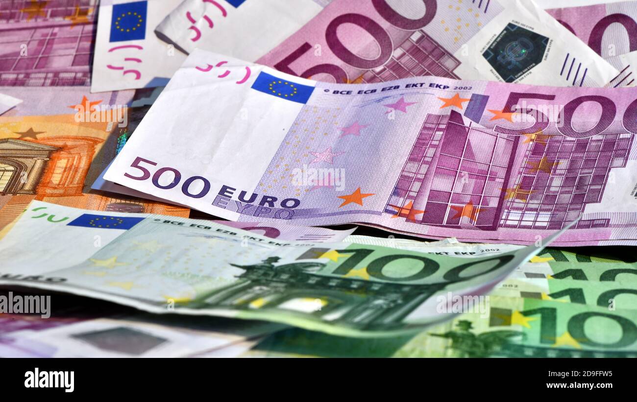 Many euro banknote as background Stock Photo - Alamy